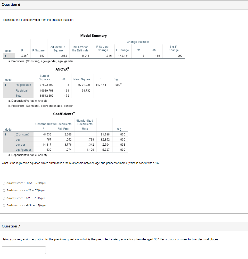 Solved Question 6 Reconsider the output provided from the | Chegg.com