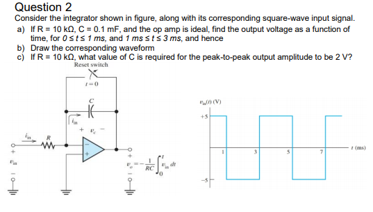 Solved Question 2 Consider the integrator shown in figure, | Chegg.com