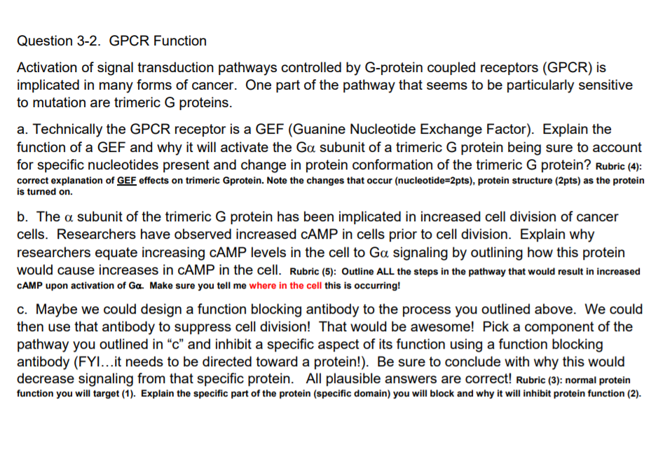 Solved Question 3-2. GPCR Function Activation of signal | Chegg.com