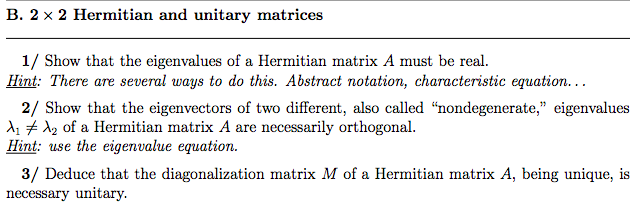 Solved B. 2 2 Hermitian and unitary matrices 1/ Show that | Chegg.com