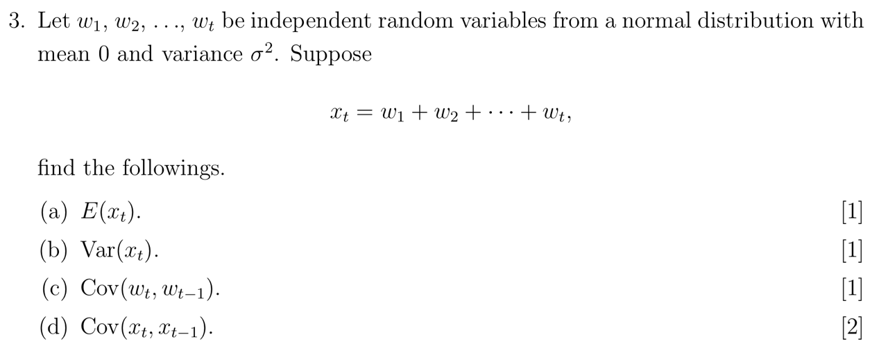 Solved 3. Let w1,w2,…,wt be independent random variables | Chegg.com