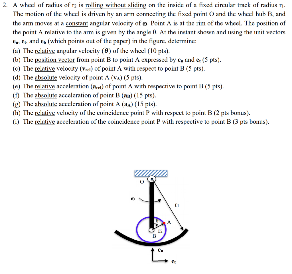 Solved 2. A wheel of radius of r2 is rolling without sliding | Chegg.com