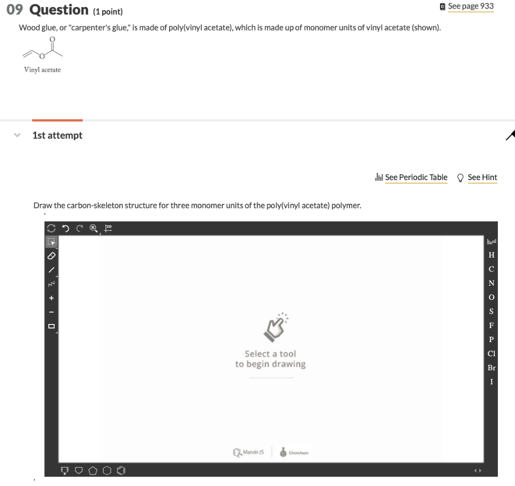 Solved @ See page 933 09 Question (1 point) Wood glue, or | Chegg.com