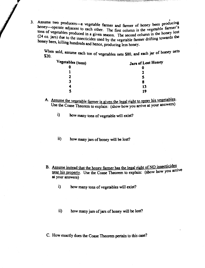 Solved 3. Assume two producers-a vegetable farmer and farmer | Chegg.com
