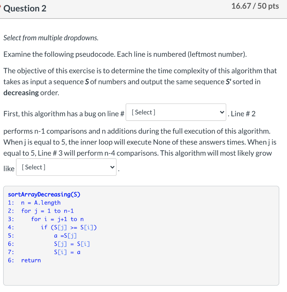Solved Question 2 16.67 / 50 pts Select from multiple | Chegg.com Solved Question 2 16.67 / 50 pts Select from multiple | Chegg.com