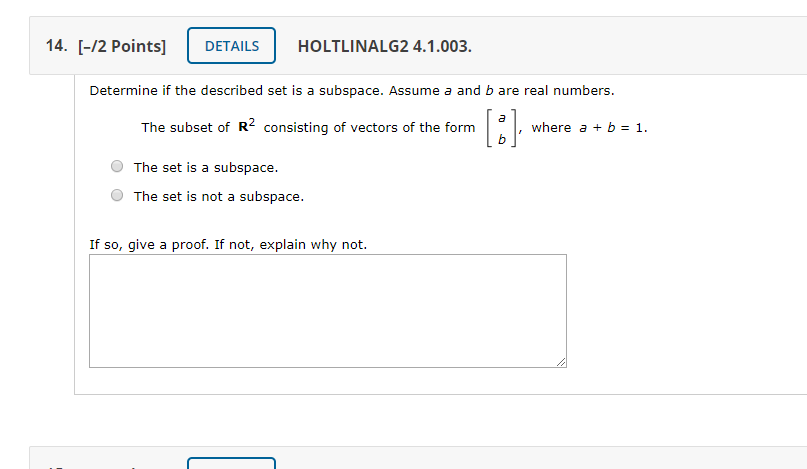 Solved 14. [-12 Points) DETAILS HOLTLINALG2 4.1.003. | Chegg.com