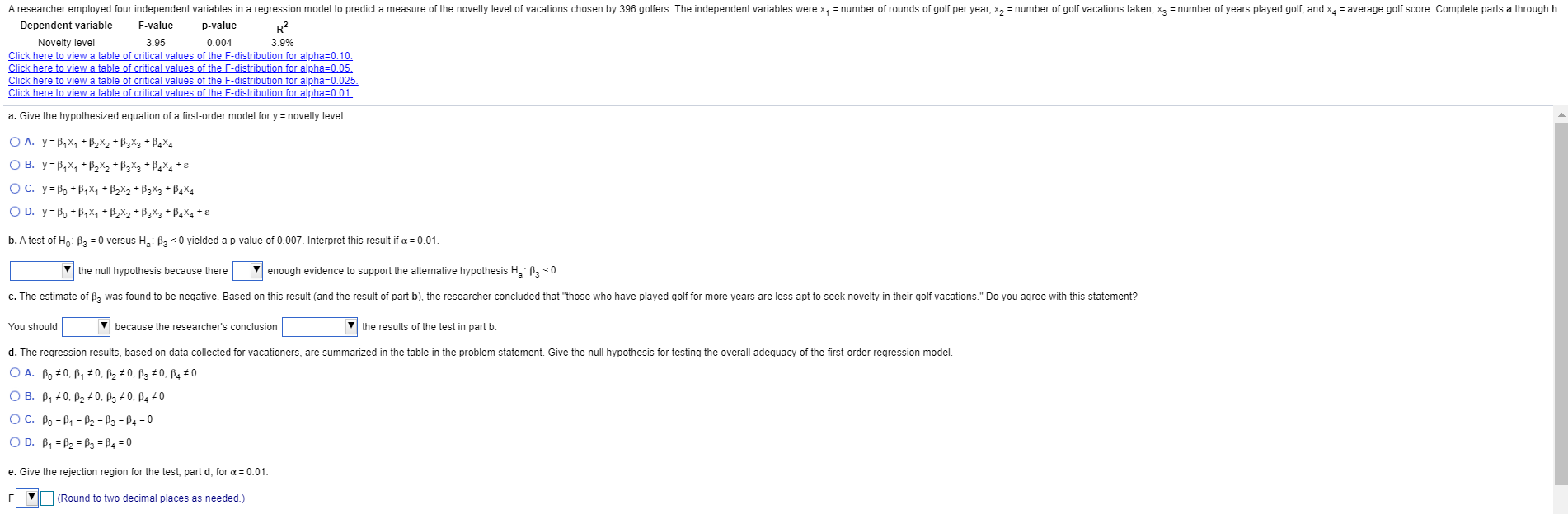 Solved A researcher employed four independent variables in a | Chegg.com