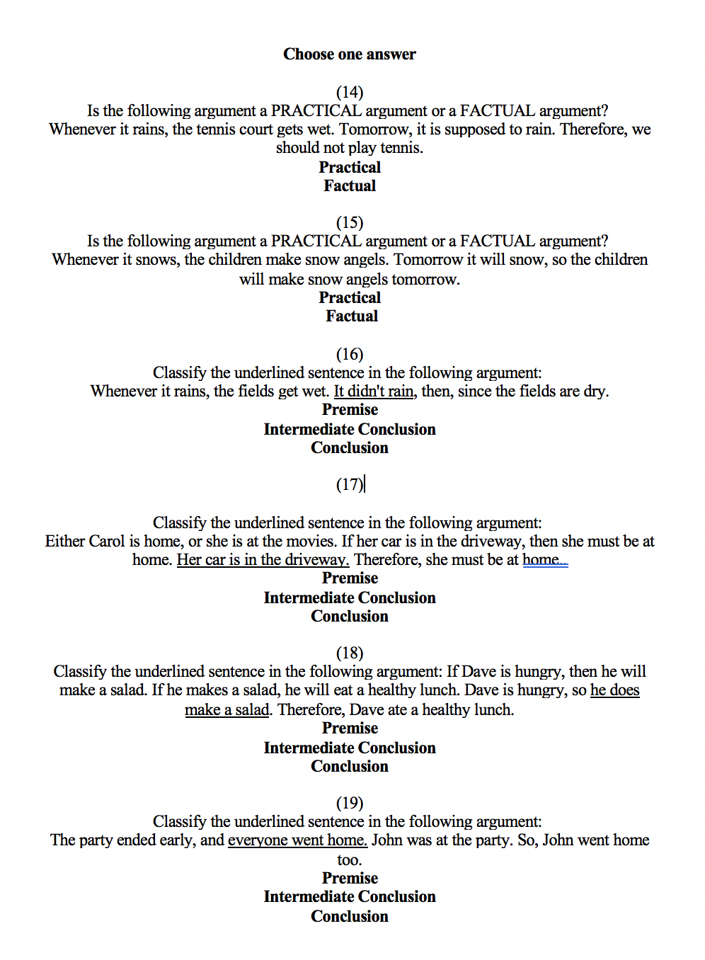 Solved Choose one answer (14) Is the following argument a | Chegg.com