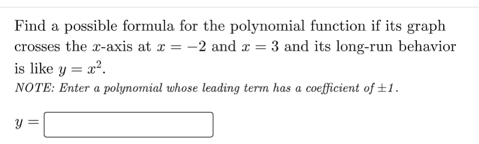Solved Find a possible formula for the polynomial function | Chegg.com