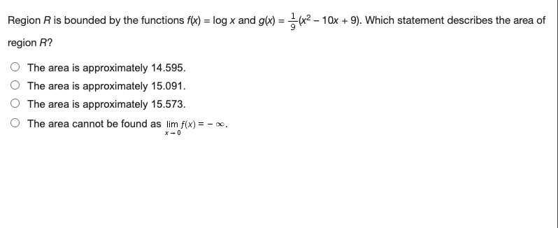 Solved Region R is bounded by the functions f(x) = log x and | Chegg.com