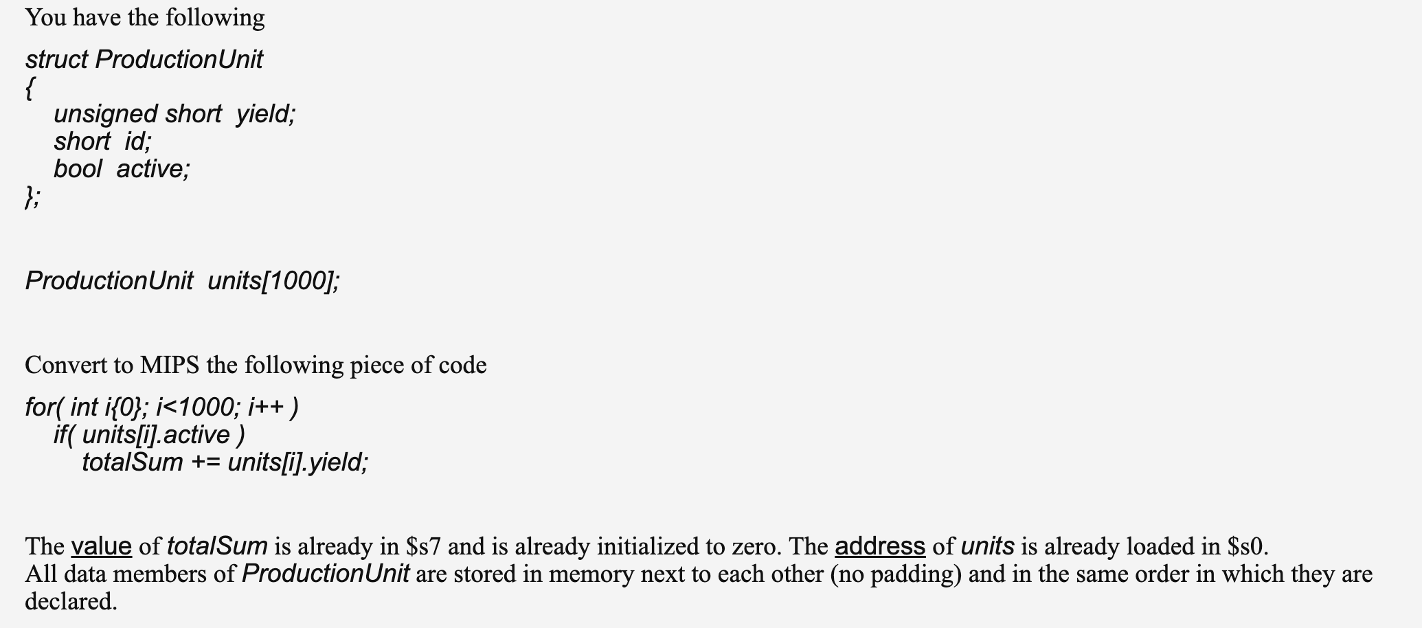 Solved You have the following struct Production Unit { }; | Chegg.com
