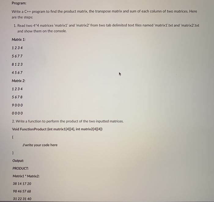 Solved Program: Write a C++ program to find the product | Chegg.com