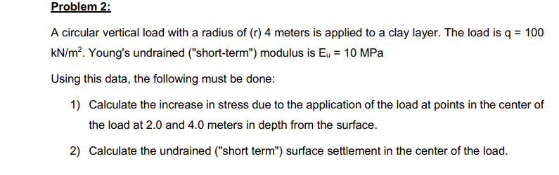 Solved A circular vertical load with a radius of ( r ) 4 | Chegg.com
