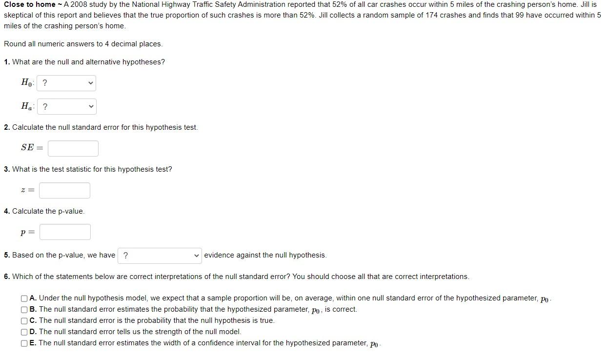 Solved 2. Calculate the null standard error for this | Chegg.com