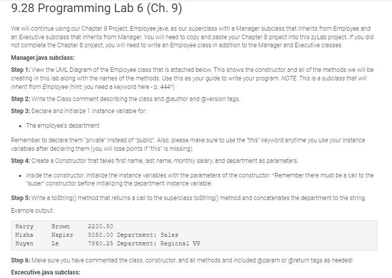 Solved Step 6: Make sure you have commented the class, | Chegg.com