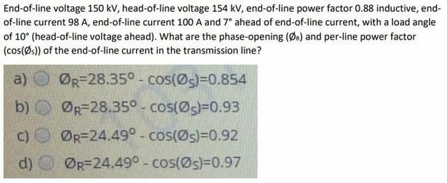 Solved End-of-line voltage 150 kV, head-of-line voltage 154 | Chegg.com