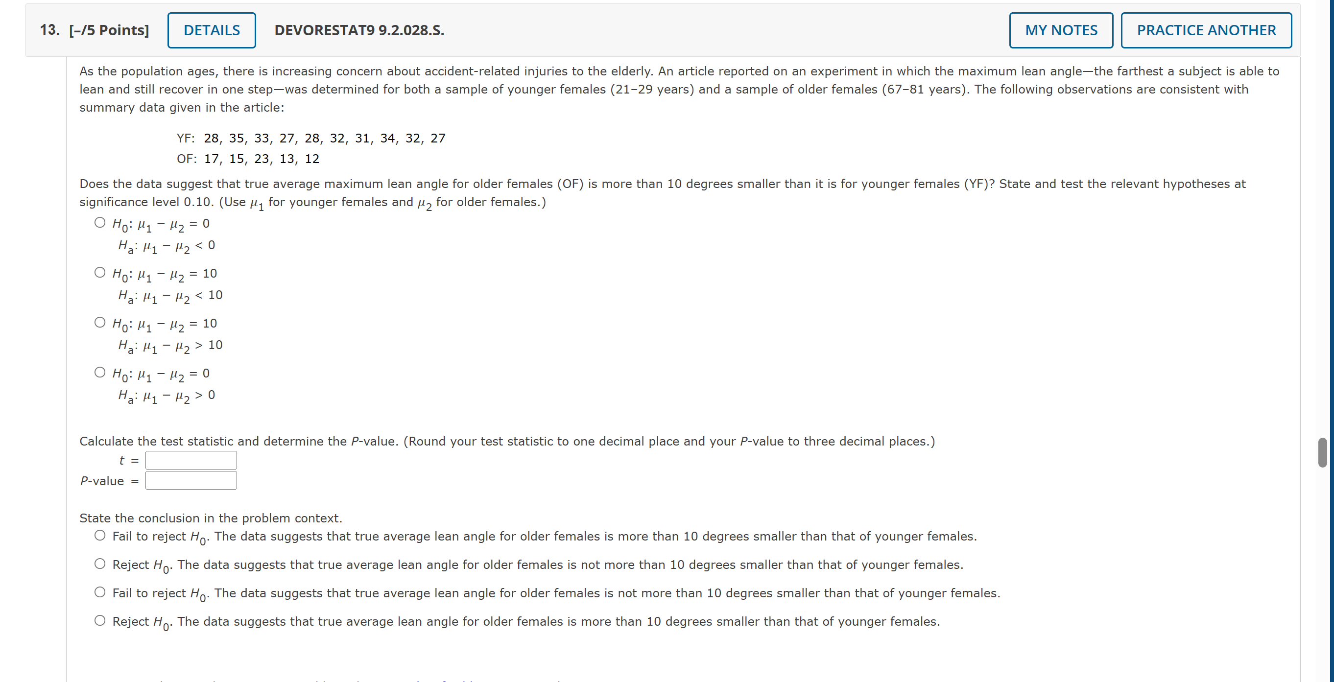 Solved summary data given in the article: YF: 28, 35, 33, | Chegg.com