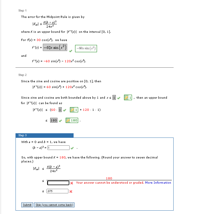 Solved Step 1 The error for the Midpoint Rule is given by | Chegg.com