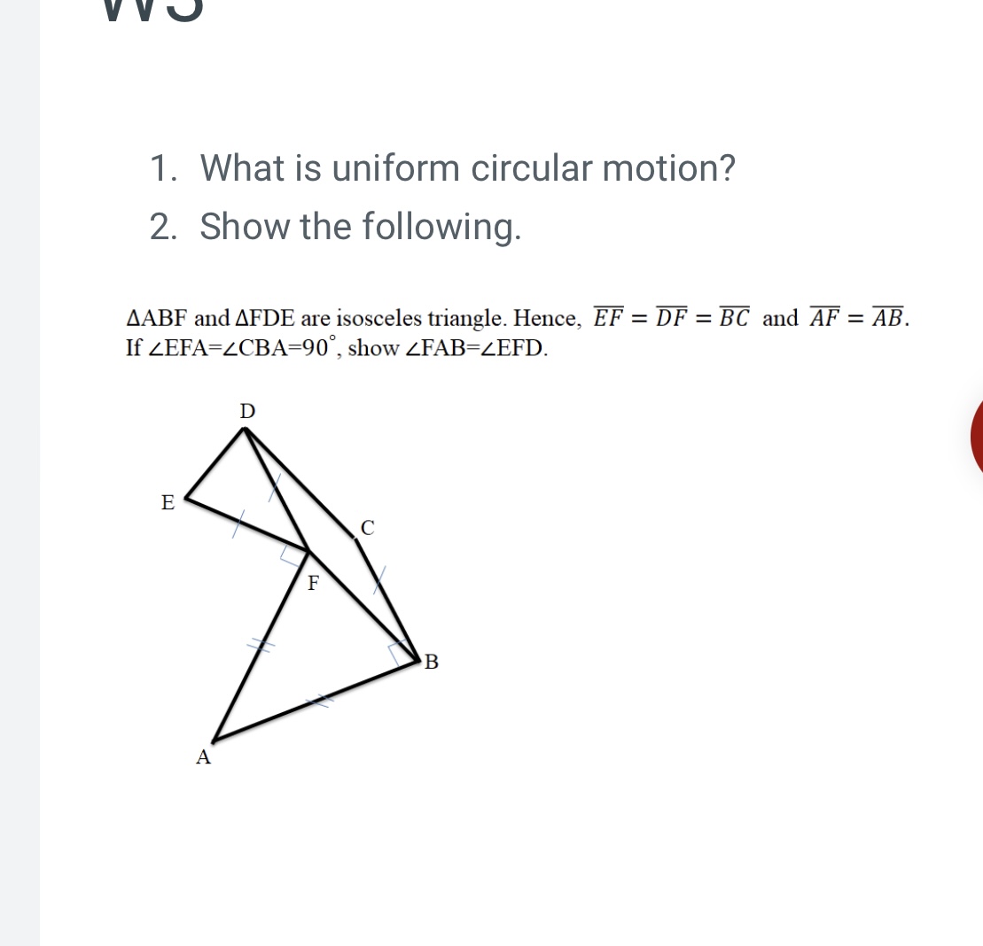 Solved what is uniform circular motion? What is uniform | Chegg.com