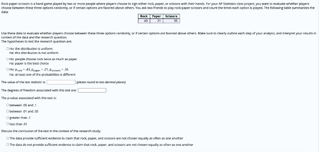 Solved Rock-paper-scissors is a hand game played by two or | Chegg.com