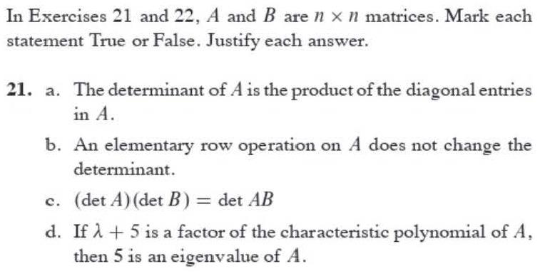 Solved In Exercises 21 and 22, A and B are n x n matrices. | Chegg.com