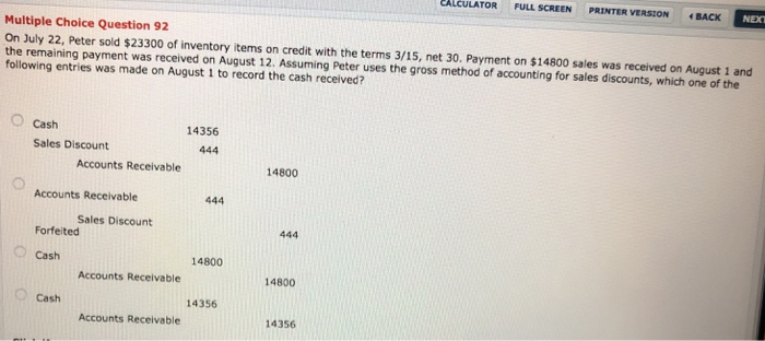 Solved IOR FULL SCREEN PRINTER VERSION ·BACK NEXT Multiple | Chegg.com
