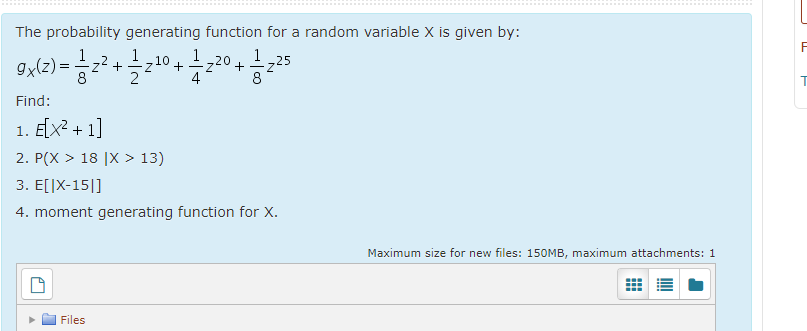 Solved The probability generating function for a random | Chegg.com