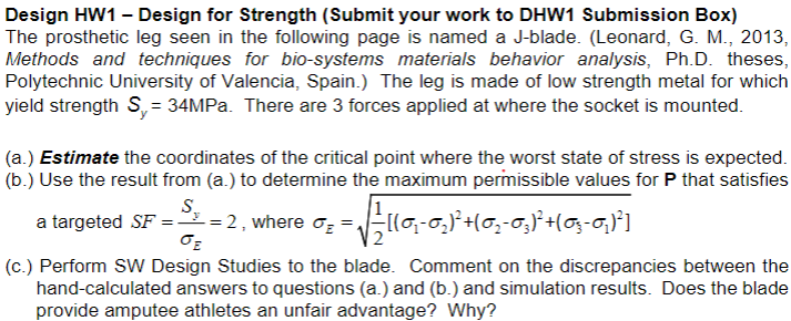 Design HW1 - Design for Strength (Submit your work to | Chegg.com