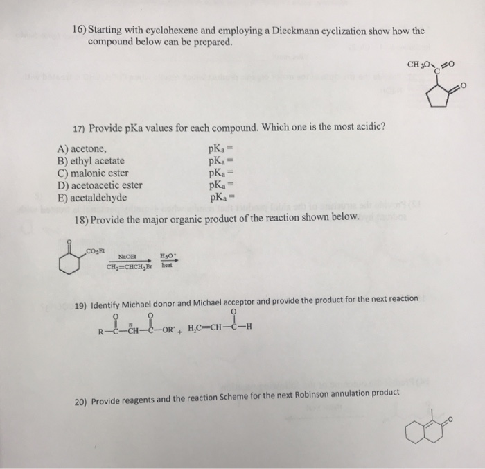 Solved 16) Starting with cyclohexene and employing a | Chegg.com