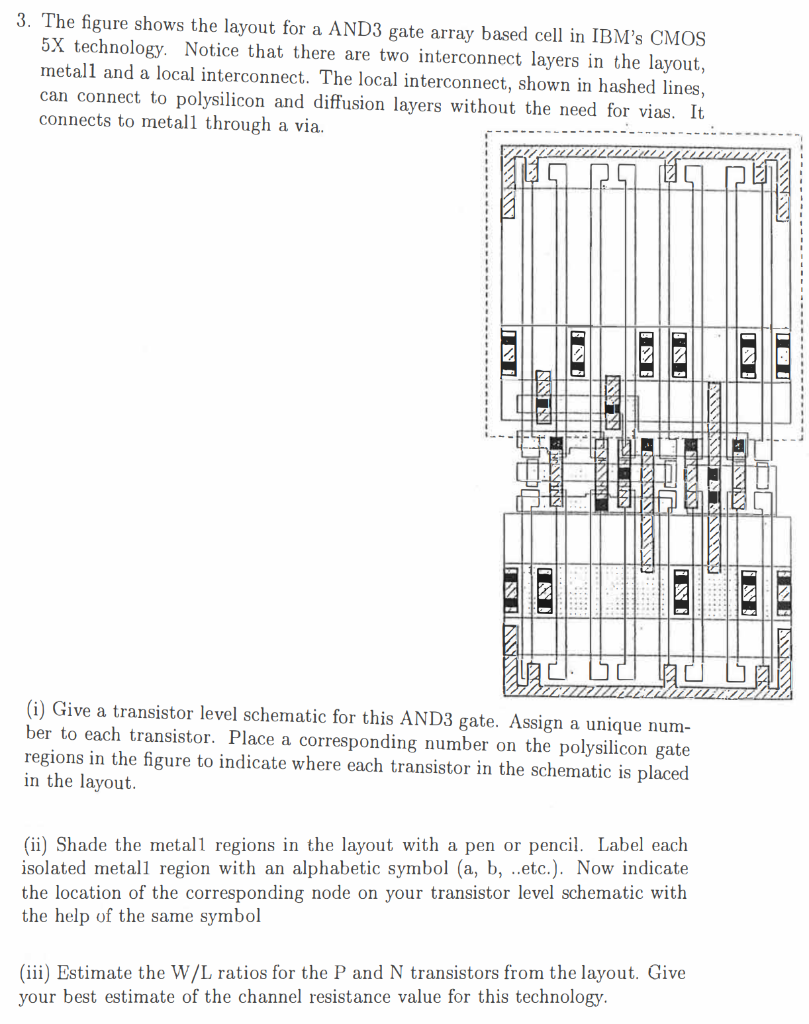 3. The figure shows the layout for a AND3 gate array | Chegg.com