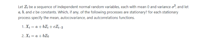 Solved Let Zt be a sequence of independent normal random | Chegg.com