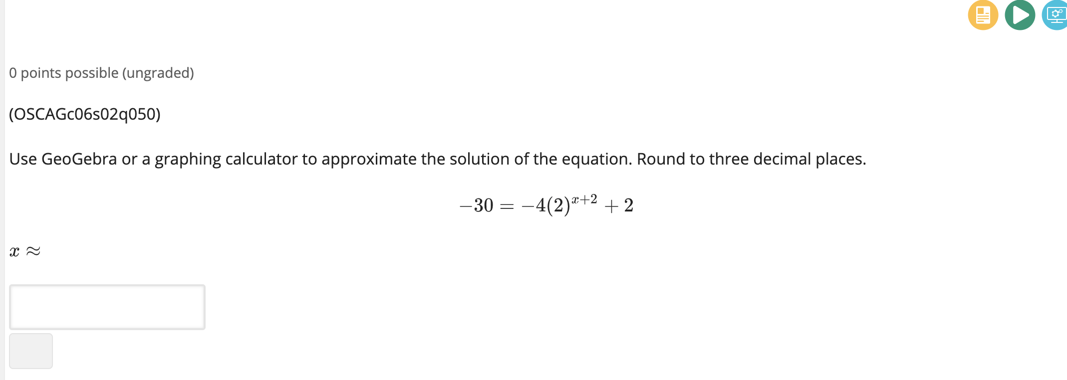 Solved O points possible (ungraded) (OSCAGCO65029050) Use | Chegg.com
