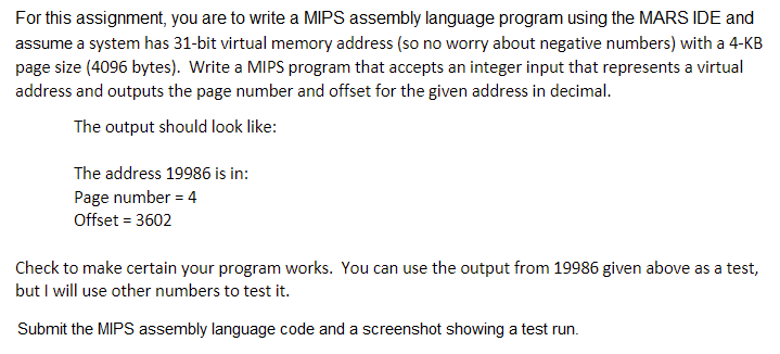 Solved For this assignment, you are to write a MIPS assembly | Chegg.com