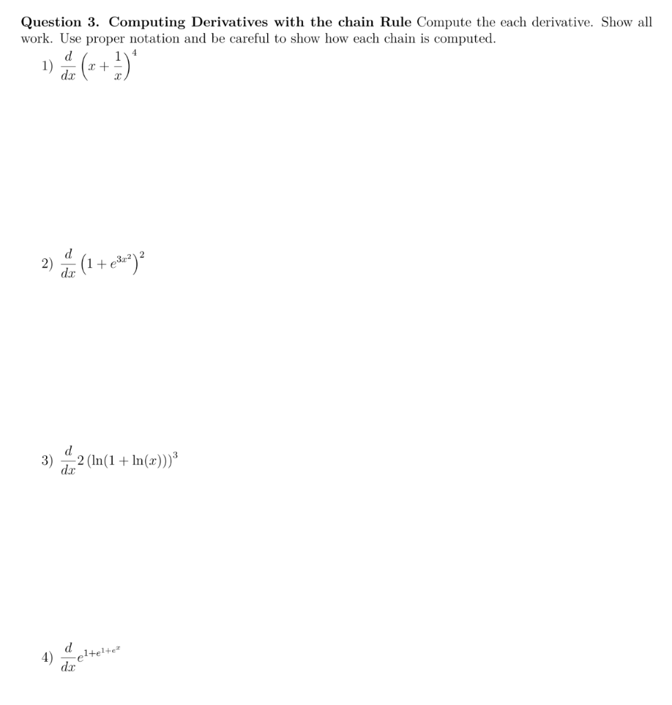 Solved Question 3. Computing Derivatives with the chain Rule | Chegg.com