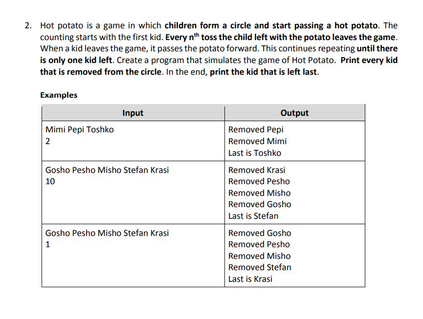 Solved 2. Hot potato is a game in which children form a | Chegg.com