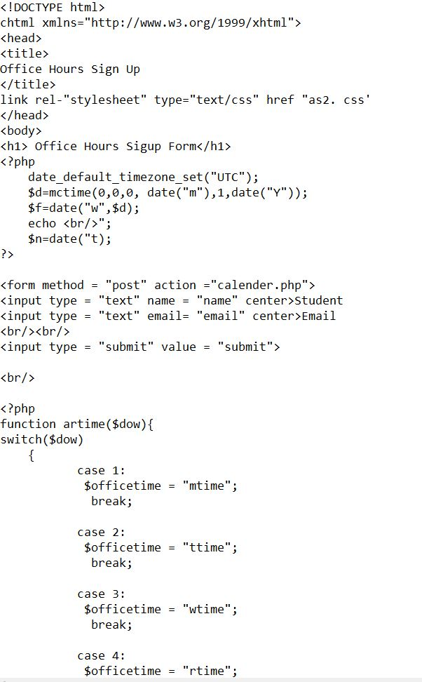 Office Hour Booking Form In this assignment you will | Chegg.com