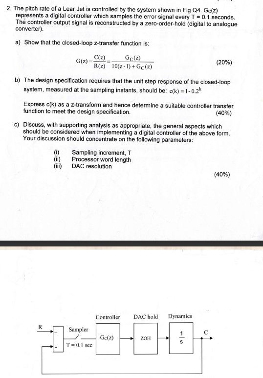 Solved 2. The pitch rate of a Lear Jet is controlled by the | Chegg.com