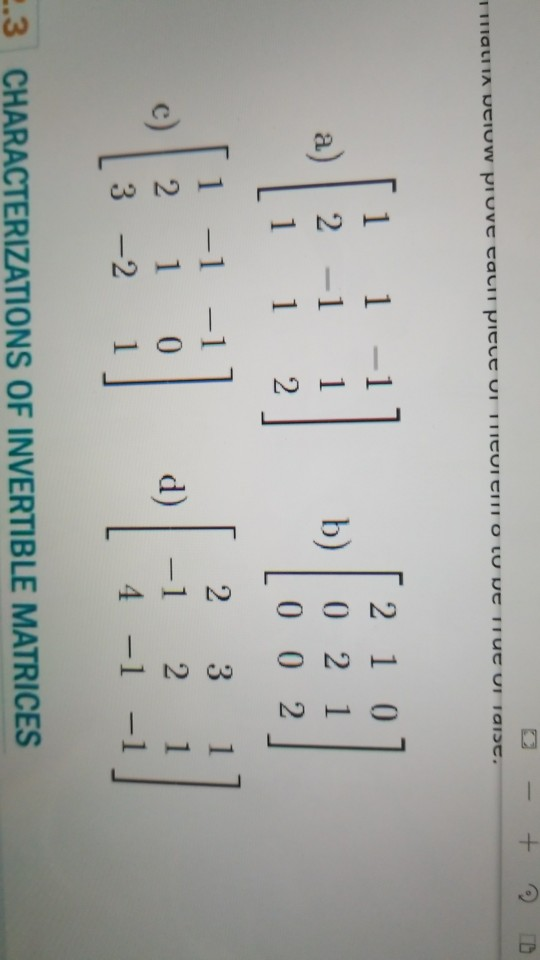 Solved 2.3 CHARACTERIZATIONS OF INVERTIBLE MATRICES THEOREM | Chegg.com
