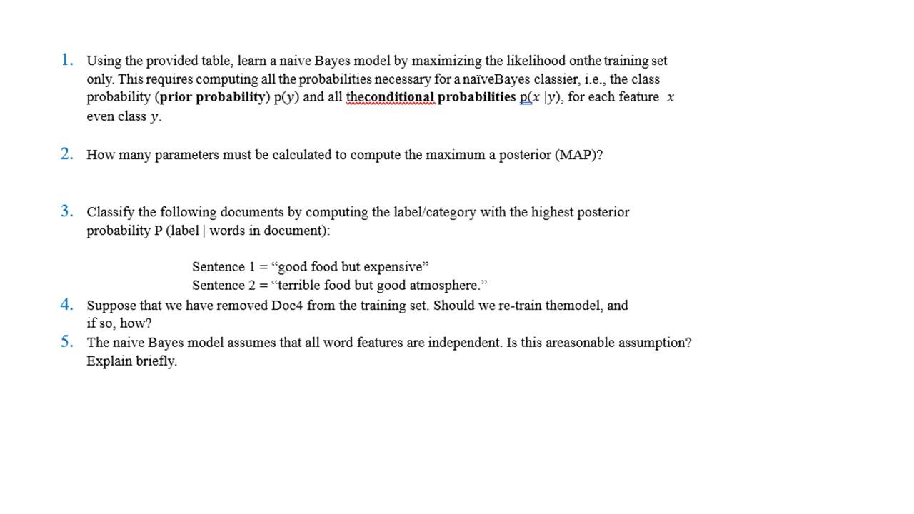 Solved Problem 1: Naïve Bayes In this problem, you will | Chegg.com