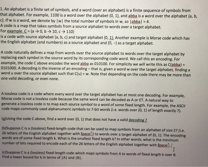 Solved 1. An Alphabet Is A Finite Set Of Symbols, And A Word 