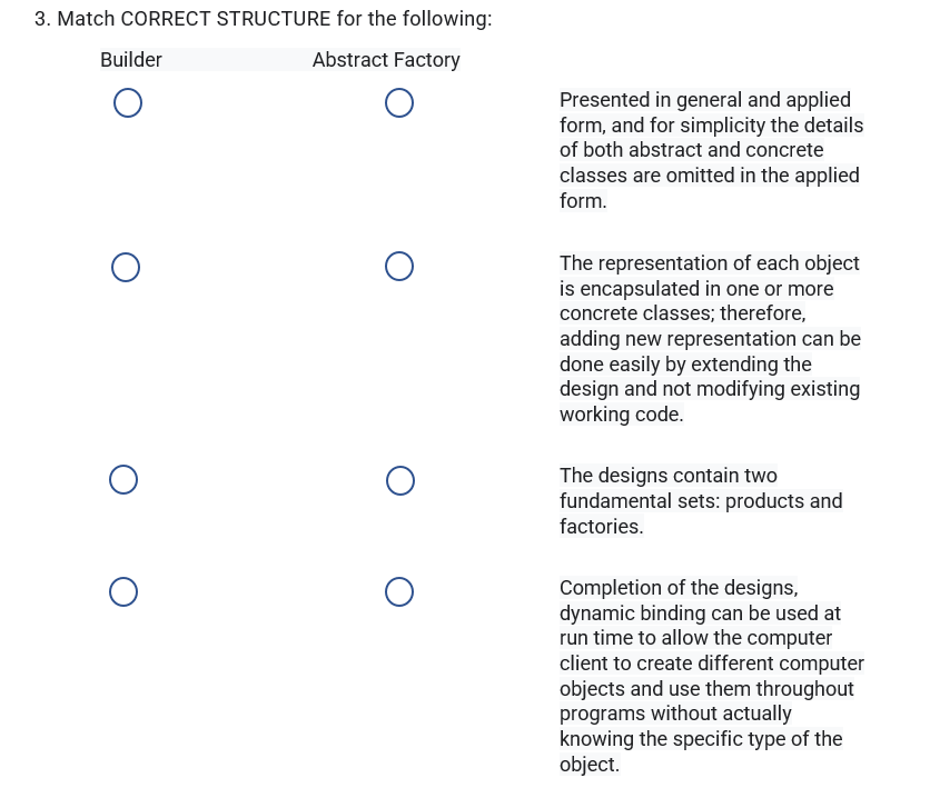 Solved 3. Match CORRECT STRUCTURE for the following: Builder | Chegg.com