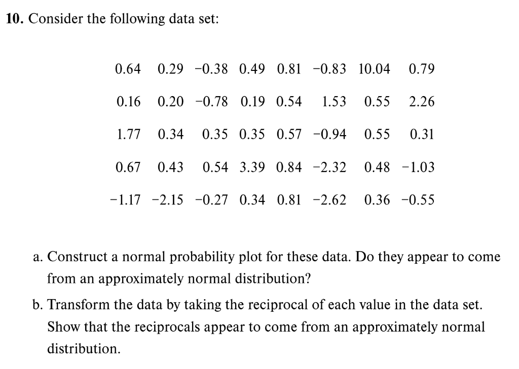 Solved 10. Consider the following data set: a. Construct a | Chegg.com