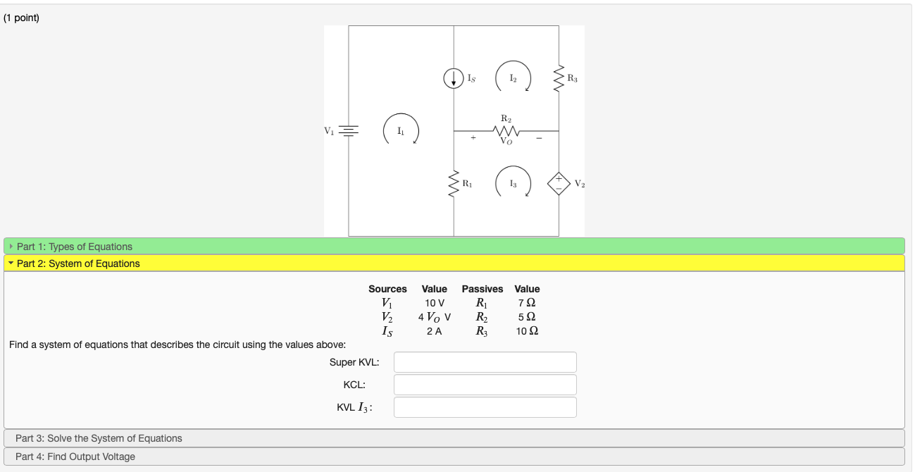 Solved (1 point) - Part 1: Types of Equations - Part 2: | Chegg.com