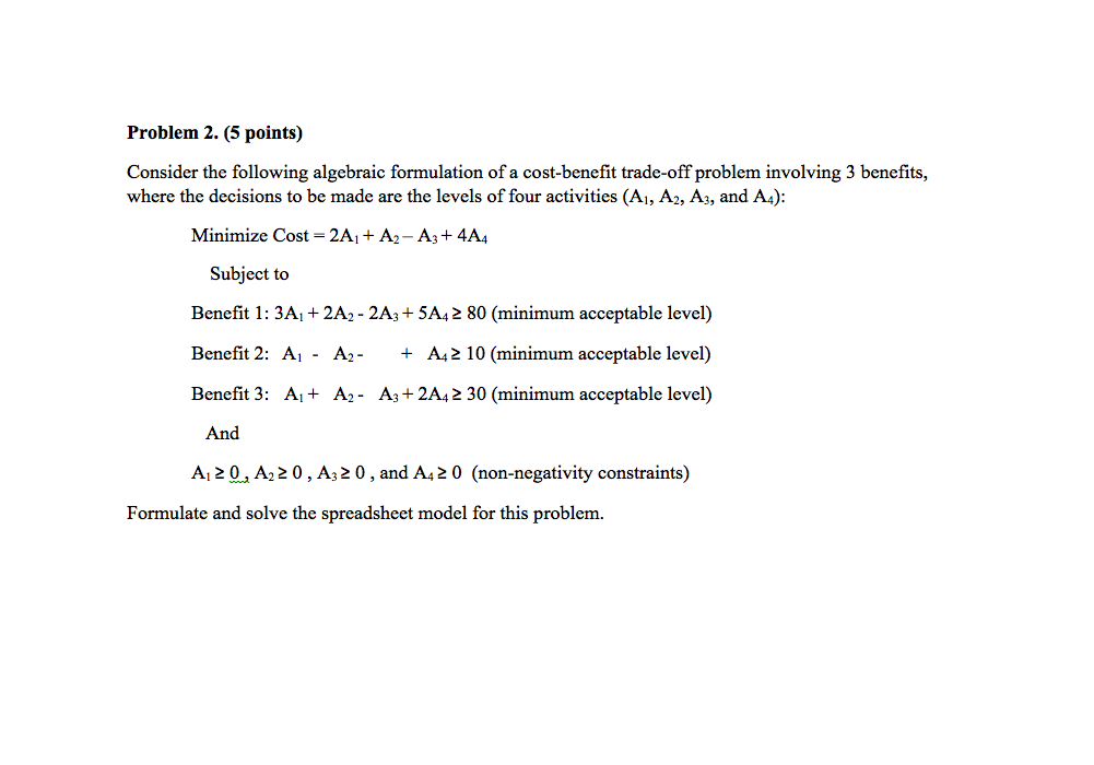 Solved Problem 2. (5 points) Consider the following | Chegg.com