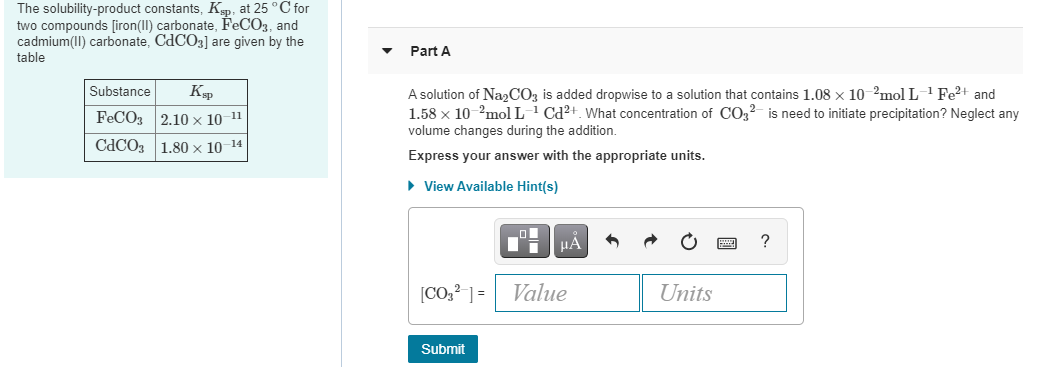 Solved The solubility-product constants, Ksp, at 25°C for | Chegg.com