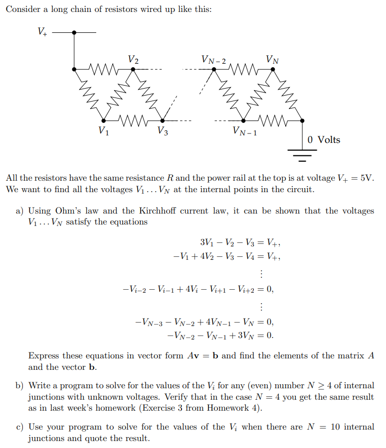 Solved Consider a long chain of resistors wired up like | Chegg.com