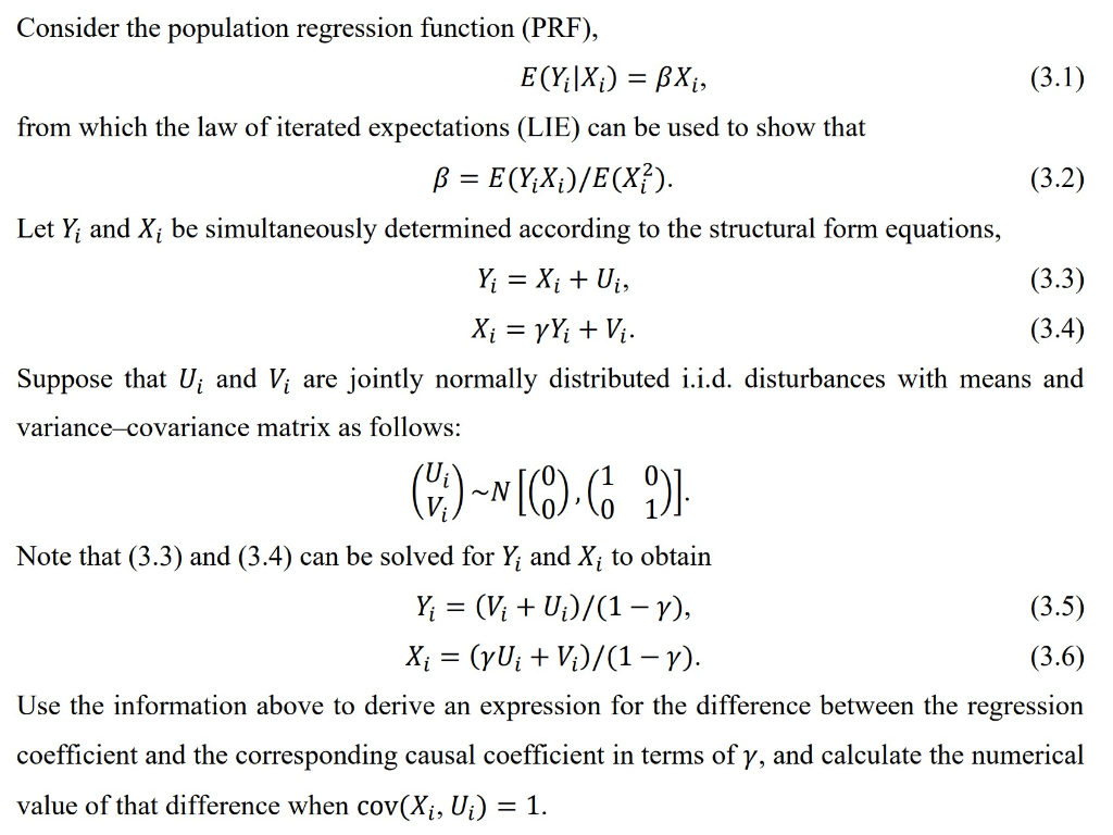 Consider the population regression function (PRF), | Chegg.com