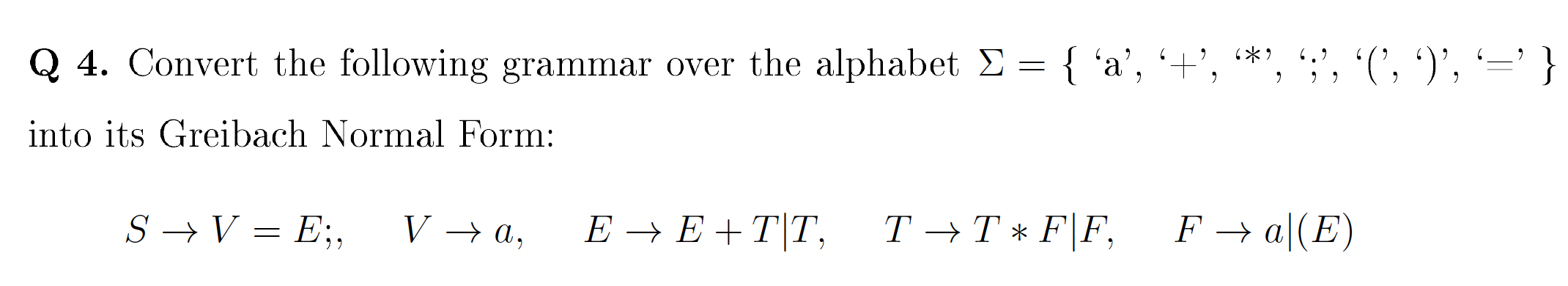 Solved Q 4. Convert the following grammar over the alphabet | Chegg.com