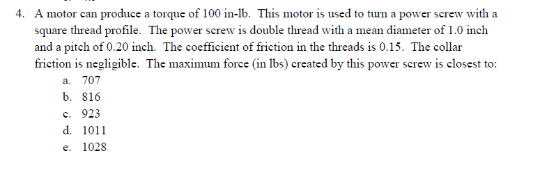 Solved 4. A motor can produce a torque of 100 in-lb. This | Chegg.com