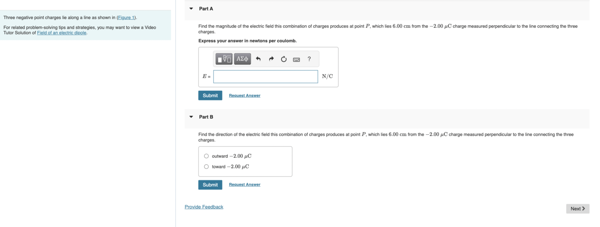 Solved Three negative point charges lie along a line as | Chegg.com